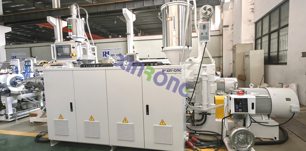 PE20-110mm double cavities pipe machine on making for Africa customer